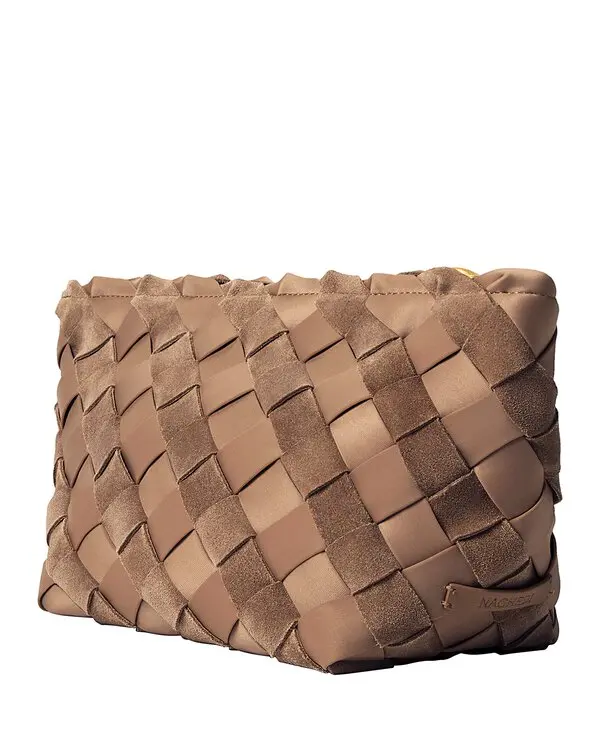 NAGHEDI Large Woven Stripe Suede & Fabric Clutch