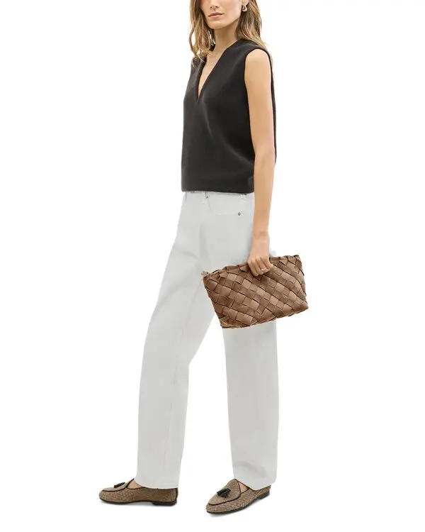 NAGHEDI Large Woven Stripe Suede & Fabric Clutch