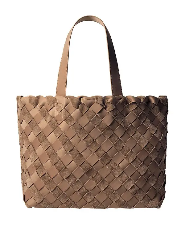 NAGHEDI Medium Woven Stripe Suede & Fabric Tote