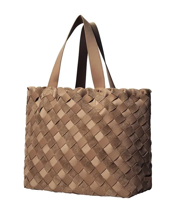 NAGHEDI Medium Woven Stripe Suede & Fabric Tote
