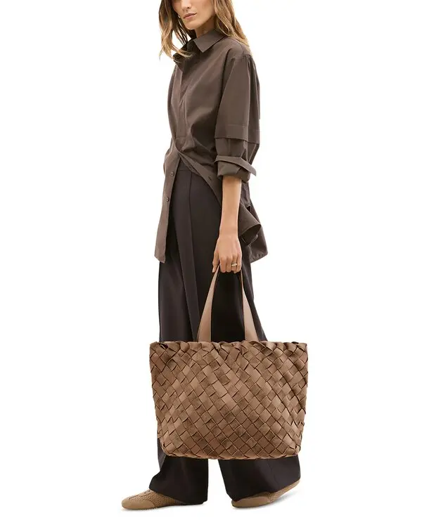 NAGHEDI Medium Woven Stripe Suede & Fabric Tote