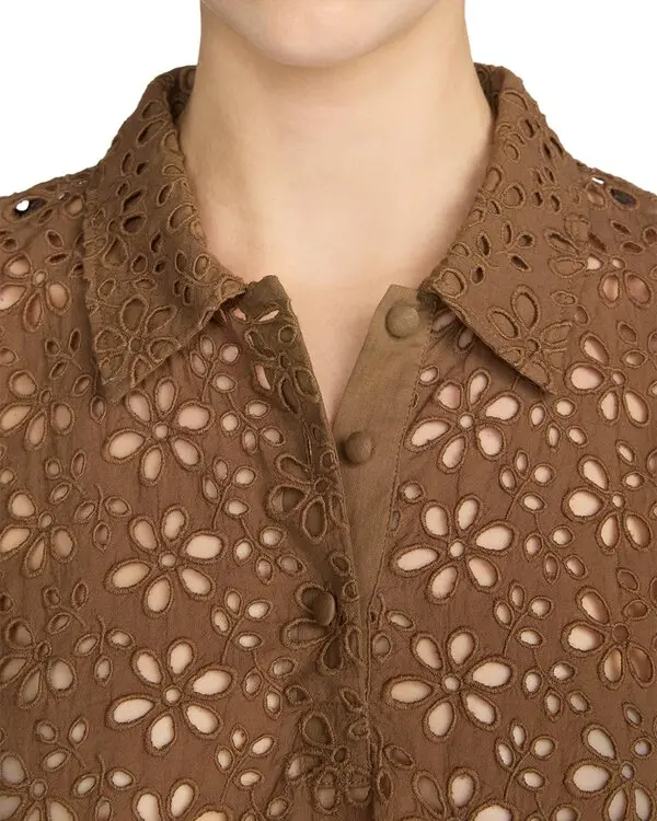 FRAME The Downing Eyelet Embroidered Polo Shirt