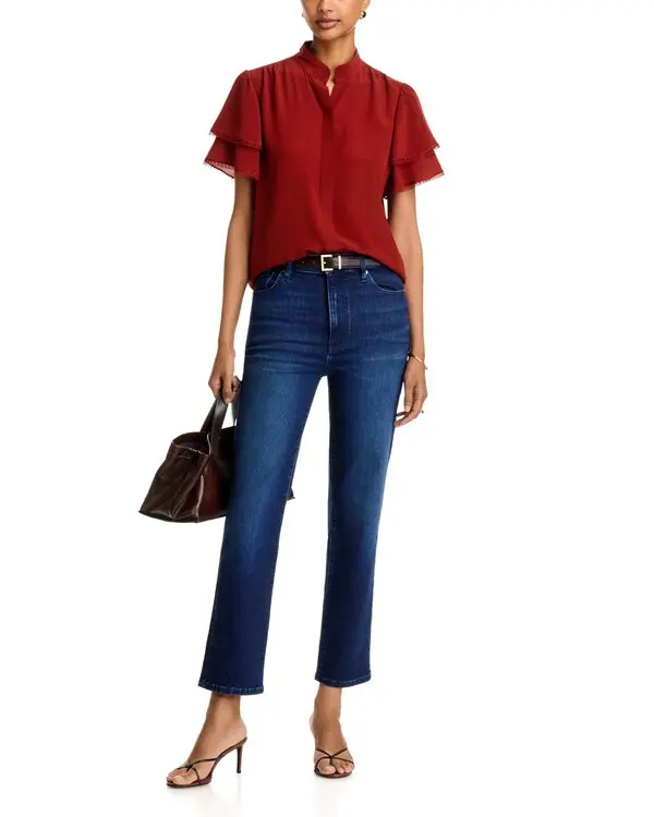 FRAME The Silk Arcadia Tiered Sleeve Top - Paprika