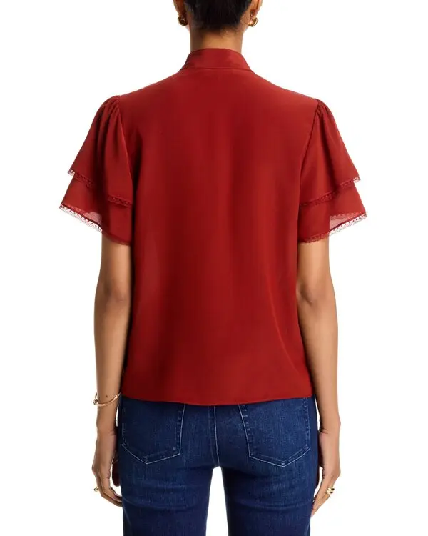 FRAME The Silk Arcadia Tiered Sleeve Top - Paprika