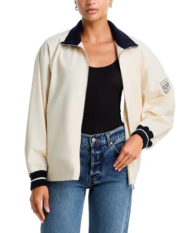 FRAME The Tennis Bomber Jacket - Cream Multi