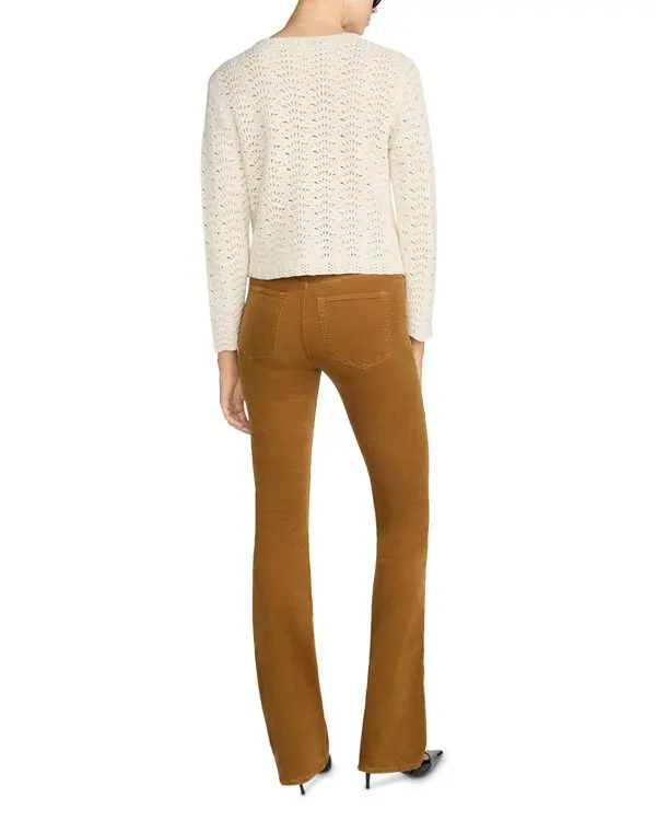 FRAME The Chevron Cotton & Wool Crewneck Cardigan Sweater