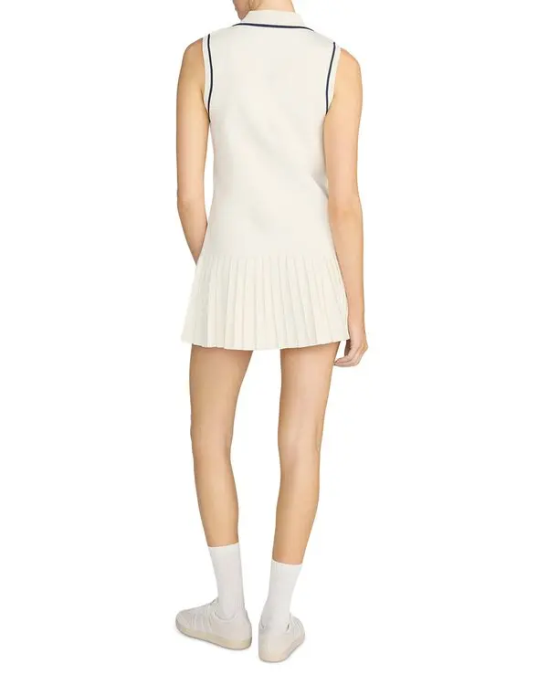 FRAME Tennis Pleated Mini Dress With Racquet Embroidery
