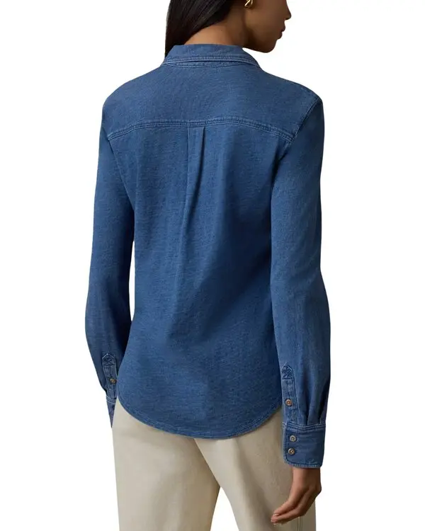 Faherty Brand Sunwashed Knit Cotton Shirt - Medium Indigo Wash