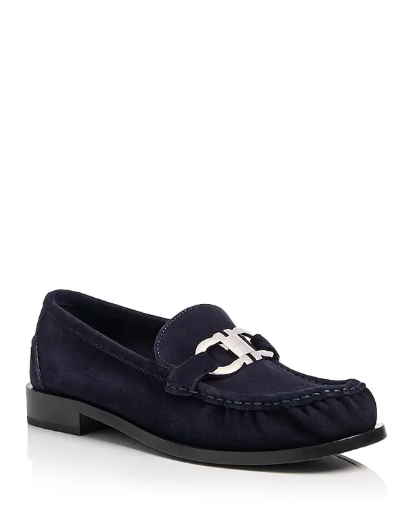 FERRAGAMO Maryan Soft Hug Gancini Loafers - Navy