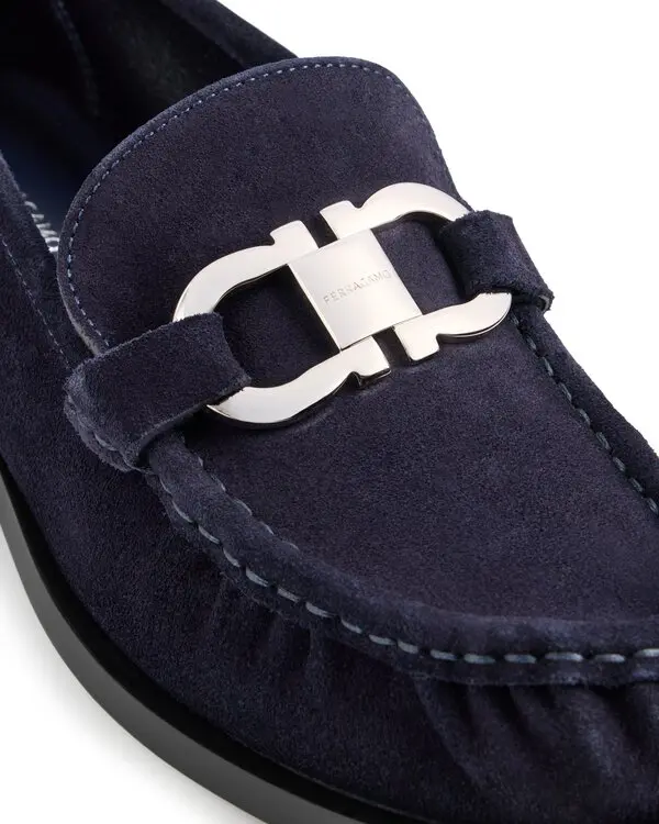 FERRAGAMO Maryan Soft Hug Gancini Loafers - Navy