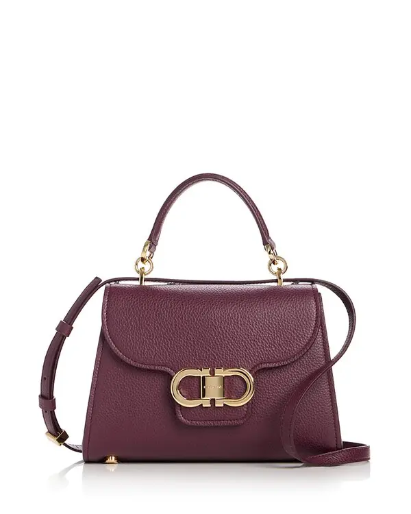 FERRAGAMO Double Gancini Leather Top Handle Bag
