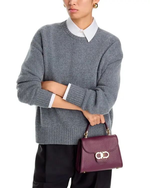 FERRAGAMO Double Gancini Leather Top Handle Bag