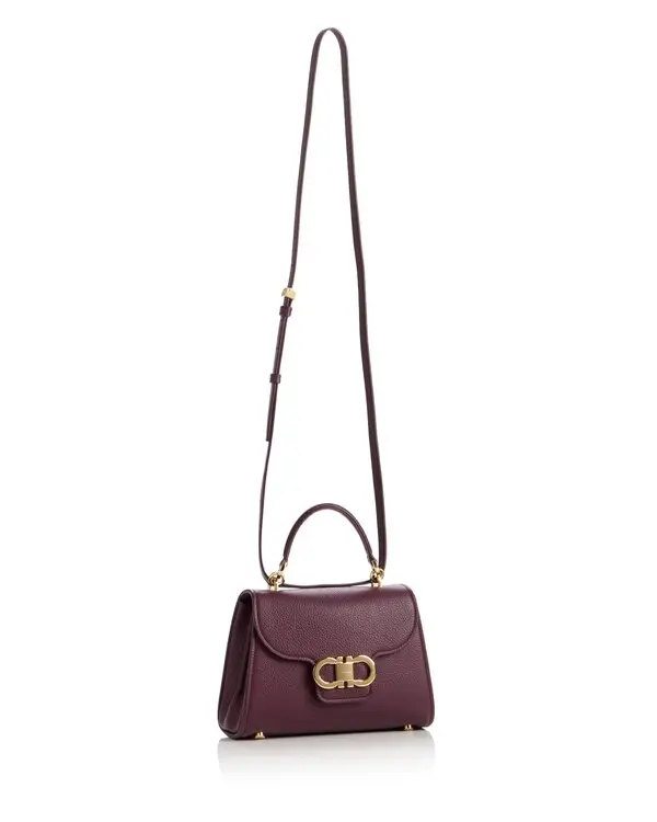 FERRAGAMO Double Gancini Leather Top Handle Bag