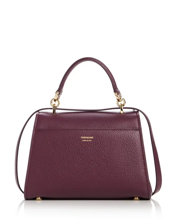 FERRAGAMO Double Gancini Leather Top Handle Bag