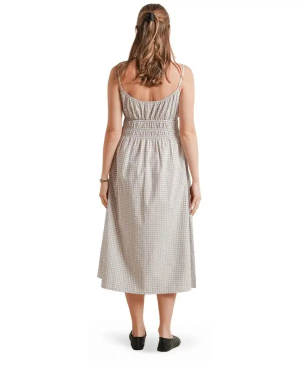NOM MATERNITY Roma Nursing Dress - Taupe Gingham