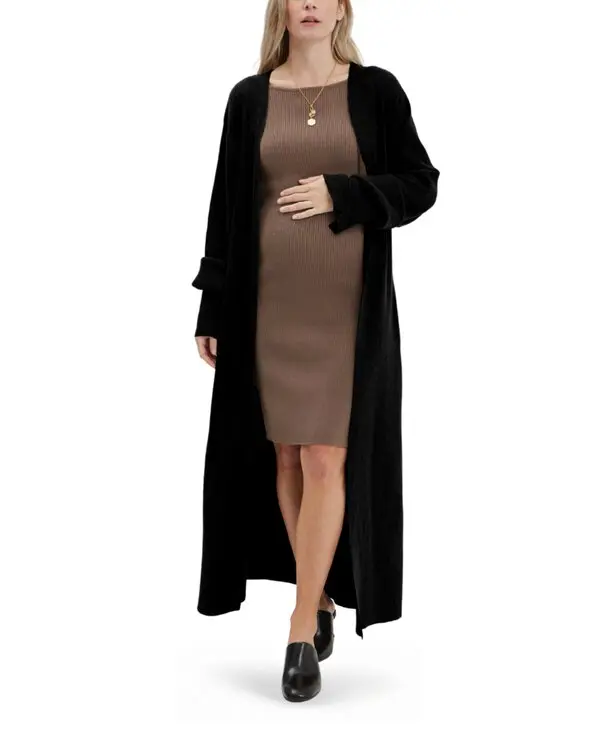 NOM MATERNITY Emaline Maxi Cardigan - Black