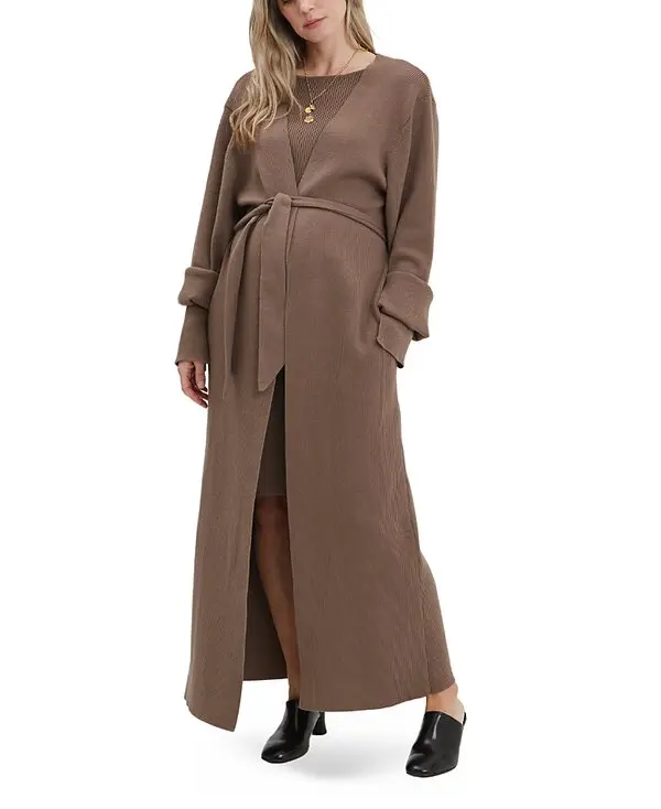 NOM MATERNITY Emaline Maxi Cardigan - Taupe