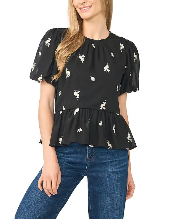 CECE DUPRAZ Peplum Top - Rich Black