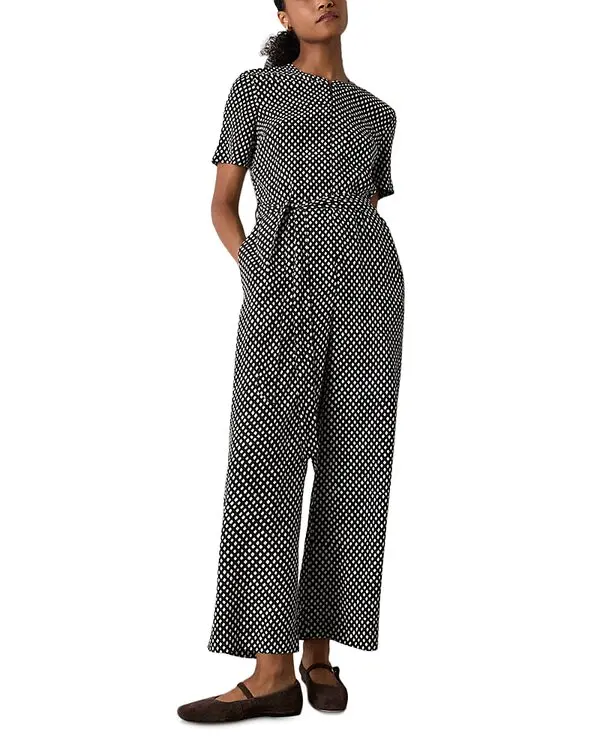 Whistles Check Short Sleeve Jumpsuit - Brown/multi