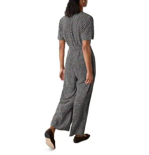 Whistles Check Short Sleeve Jumpsuit
