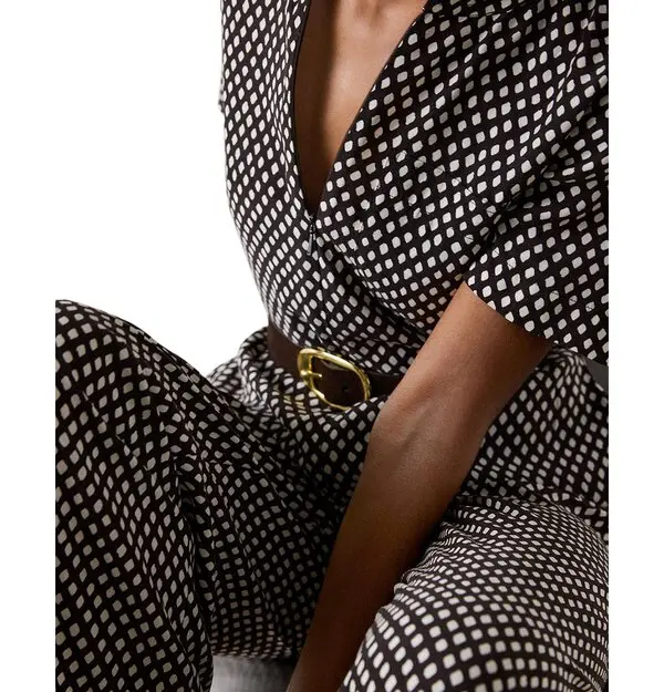 Whistles Check Short Sleeve Jumpsuit