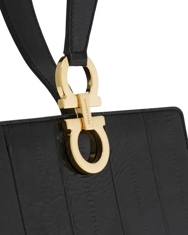 FERRAGAMO Eel Leather Clutch With Gancini Clasp