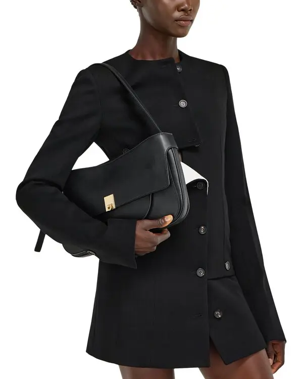 FERRAGAMO Cara Leather Shoulder Bag - Black