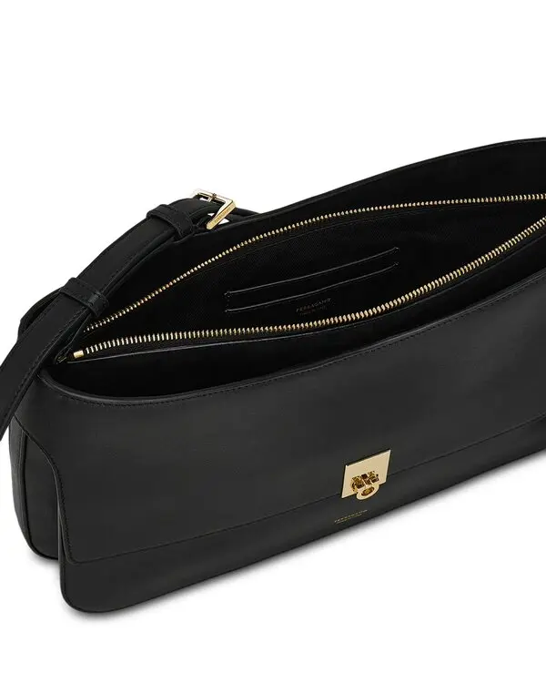 FERRAGAMO Cara Leather Shoulder Bag - Black