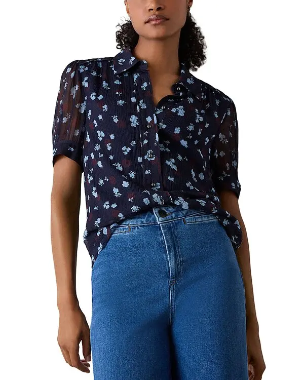 Whistles Mixed Dot Flower Print Shirt