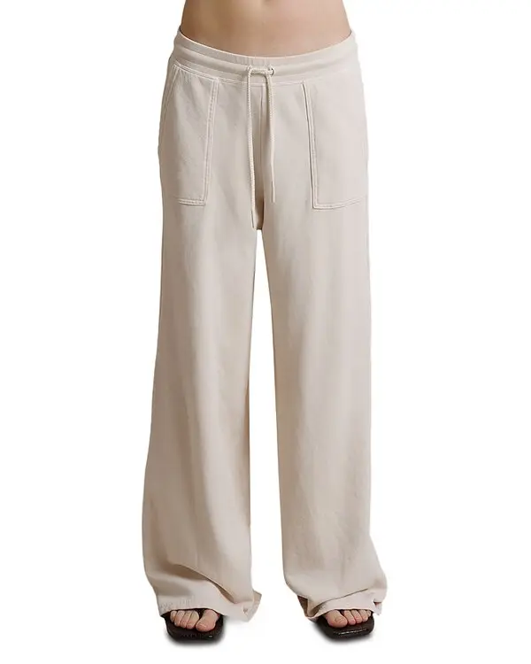 PERFECTWHITETEE Noa Cotton French Terry Wide Leg Sweatpants - Sugar