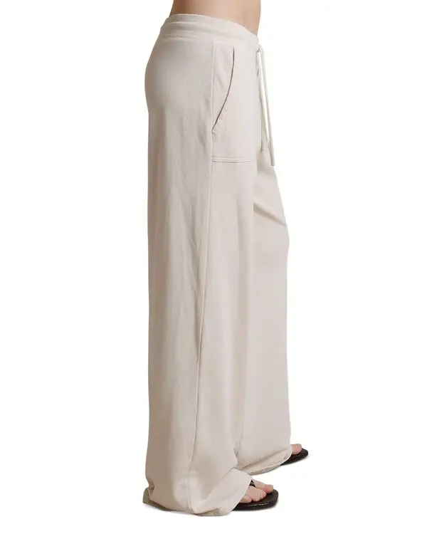 PERFECTWHITETEE Noa Cotton French Terry Wide Leg Sweatpants - Sugar