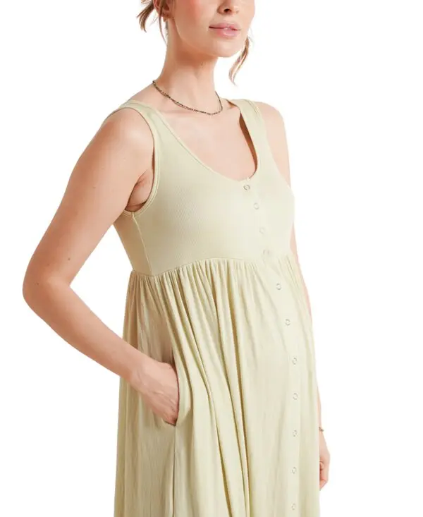 NOM MATERNITY Ribbed Modal Henley Maternity & Nursing Dress