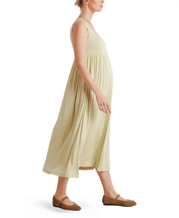 NOM MATERNITY Ribbed Modal Henley Maternity & Nursing Dress