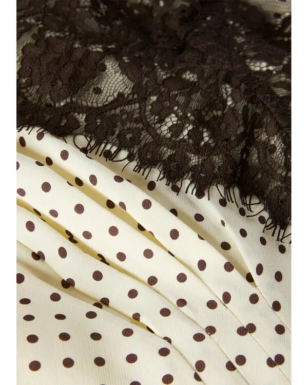 Whistles Petite Lace V Neck Spot Midi Dress