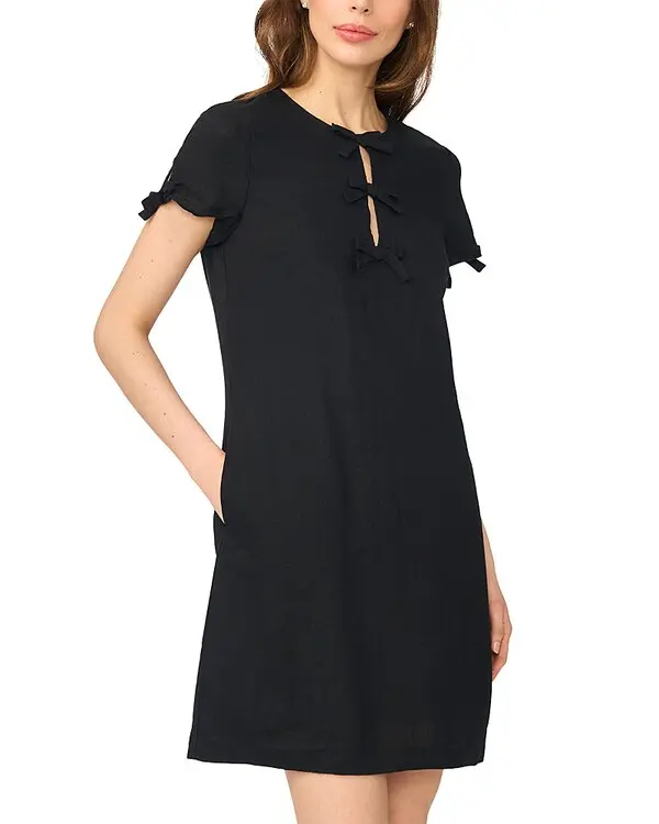 CECE DUPRAZ Bow Detail Keyhole Mini Dress - Rich Black