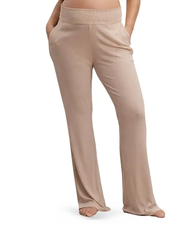 NOM MATERNITY Super Soft Rib Maternity Pants - Taupe