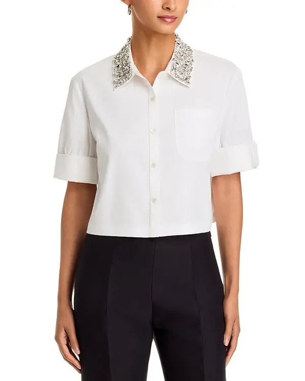 TOCCIN Zadie Embellished Cropped Shirt