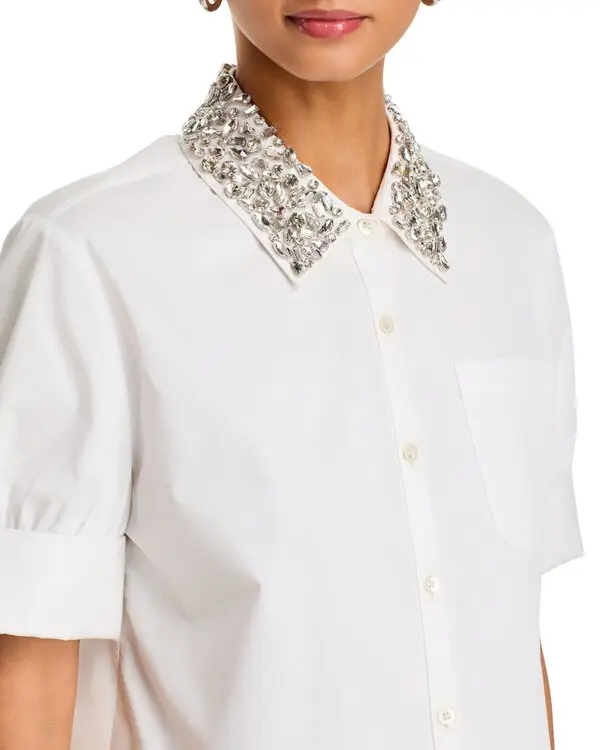 TOCCIN Zadie Embellished Cropped Shirt