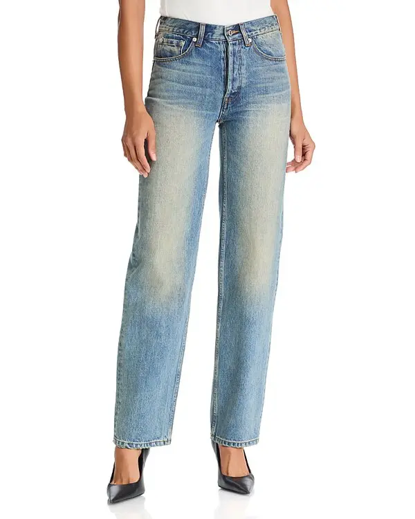 AYA MUSE Straight Jeans - Beige Wash