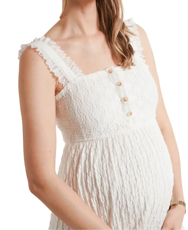 NOM MATERNITY Emma Nursing Maxi Dress - White Lace