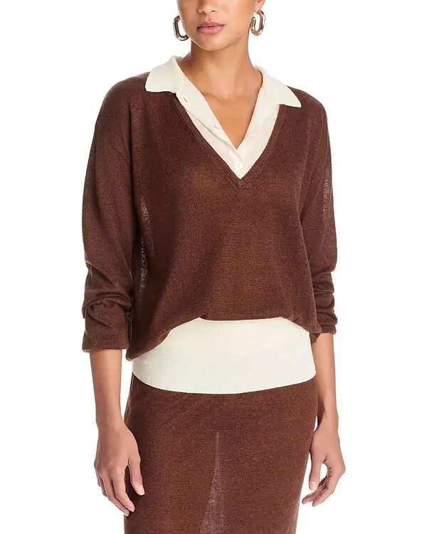 AYA MUSE Eirae Linen Blend Top - Pecan