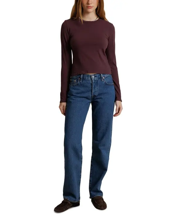 PERFECTWHITETEE Jamie Cotton Long Sleeve Tee - Cherry Lacquer