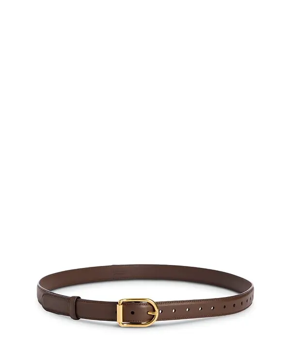 Altuzarra Classic Leather Belt With Metal Buckle - Toffee