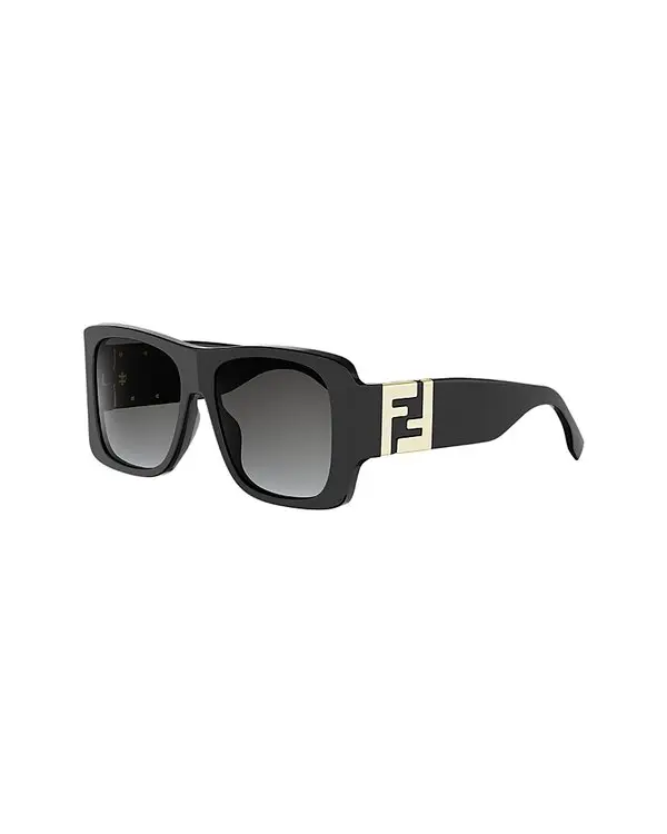 Fendi Oversized Square Sunglasses - Shiny Black / Gradient Smoke