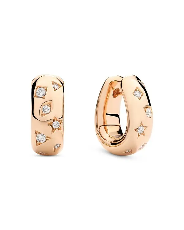 Pomellato 18k Rose Iconica Diamond Geometric Set Hoop Earrings, 0.4 Tcw - Gold