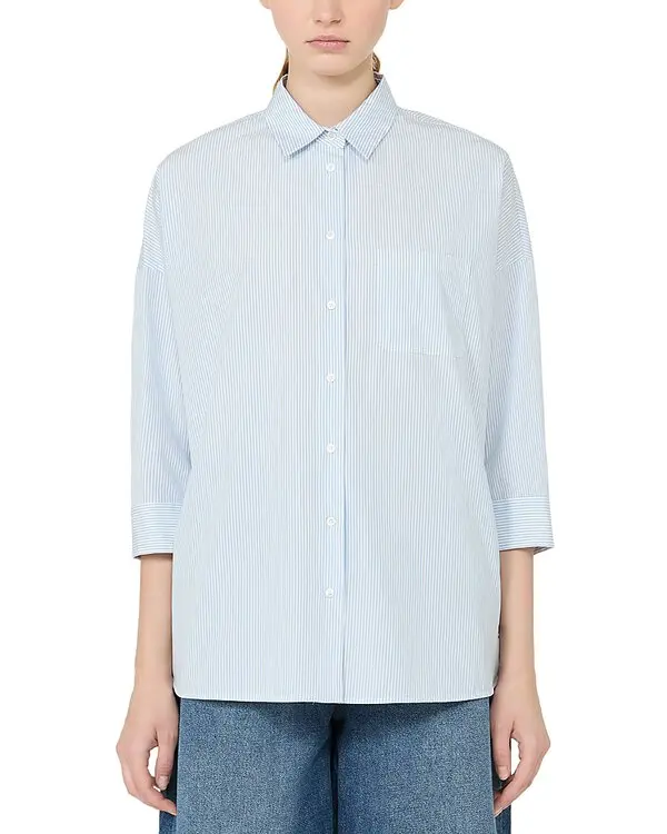Max Mara Wkdgiralda Three Quarter Sleeve Shirt - Light Blue