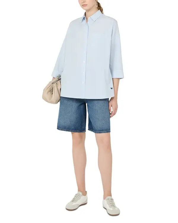 Max Mara Wkdgiralda Three Quarter Sleeve Shirt - Light Blue