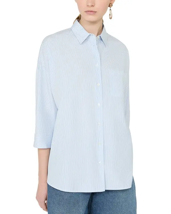 Max Mara Wkdgiralda Three Quarter Sleeve Shirt - Light Blue