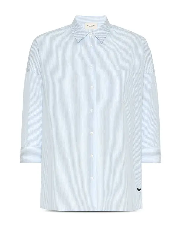 Max Mara Wkdgiralda Three Quarter Sleeve Shirt - Light Blue