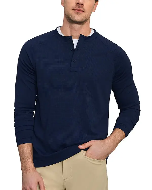 RHONE Waffle Tech Classic Henley Shirt - True Navy